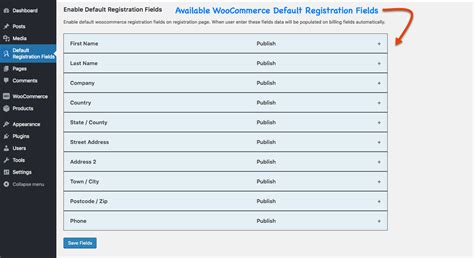 Woocommerce Registration Plugin Enable Default Fields By Addify