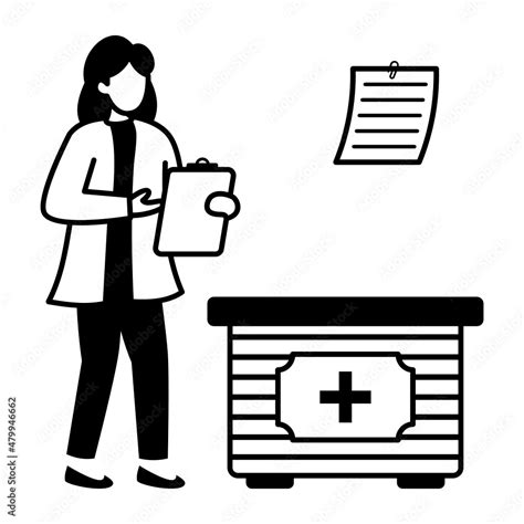 Medical Center Front Desk Concept Office Admin Holding Reports Vector