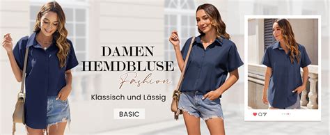 Zeagoo Bluse Damen Kurzarm Sommer Baumwolle Hemd Elegant V Ausschnitt Hemdbluse Button Down