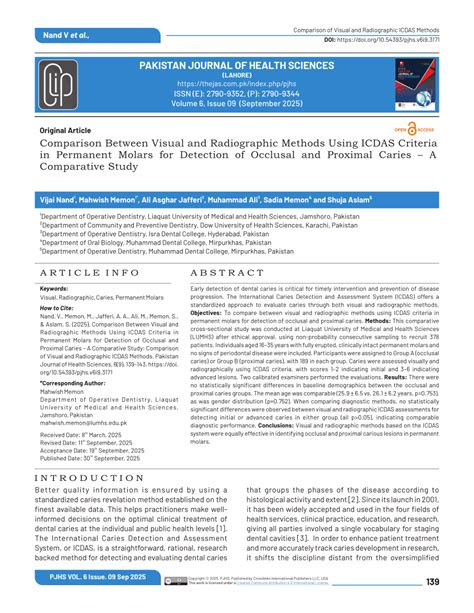 Pdf Comparison Between Visual And Radiographic Methods Using Icdas