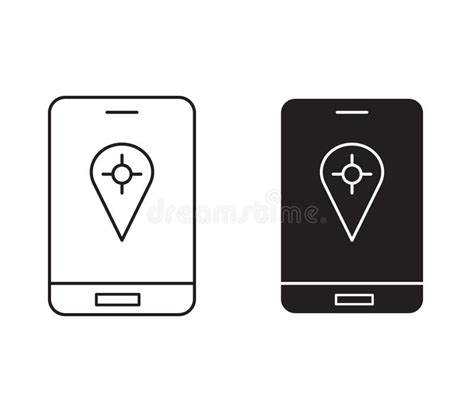 Location Tracking Outline Icon Collection Or Set Location Tracking Thin Vector Line Art Stock