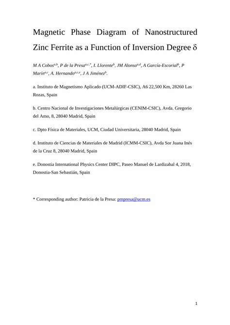 Pdf Magnetic Phase Diagram Of Nanostructured Zinc Ferrite As A