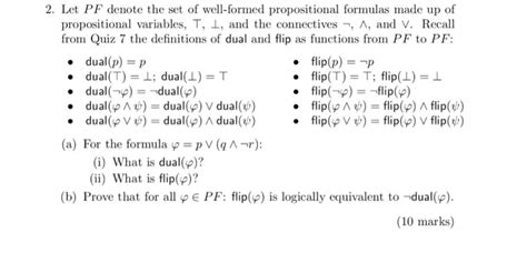 Solved 2 Let Pf Denote The Set Of Well Formed Propositional