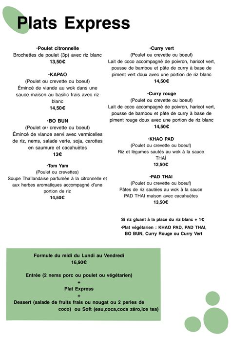 Menu 2024 Kin Kin In Paris Thefork