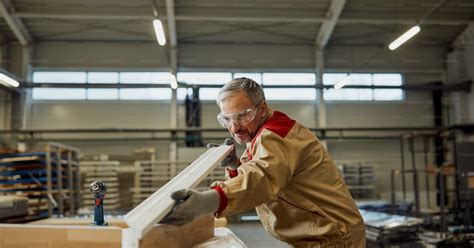 목공 작업장에서 일하는 동안 가공된 나무 판자를 분석하는 중년 장인 사진 Unsplash의 공장 이미지