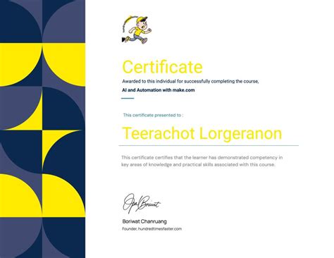Tutor Certificate Teerachot Lorgeranon