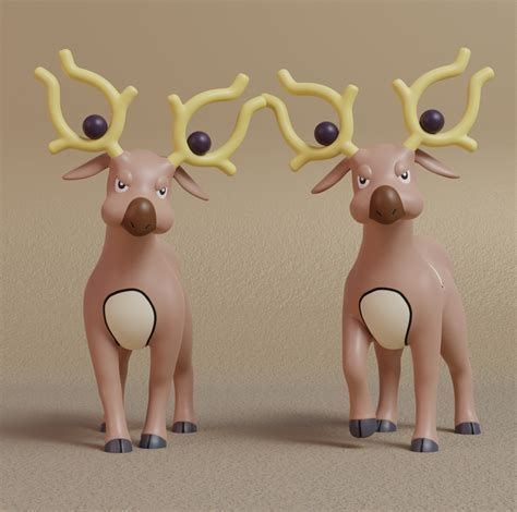 Archivo Stl Pokemon Stantler Con 2 Poses 🐉・plan Para Descargar Y
