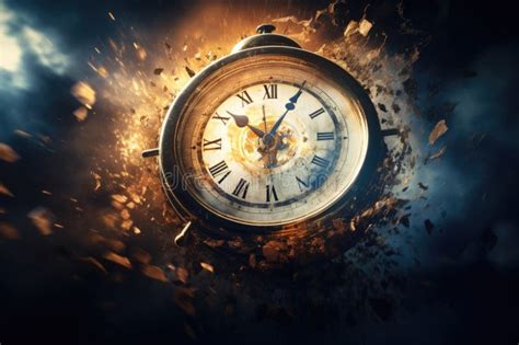 Vintage Alarm Clock With Falling Sparks On Background Time Concept