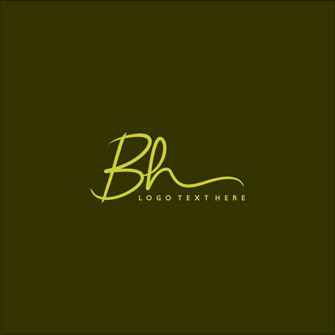 Bh Logo Hand Drawn Bh Letter Logo Bh Signature Logo Bh Creative Logo