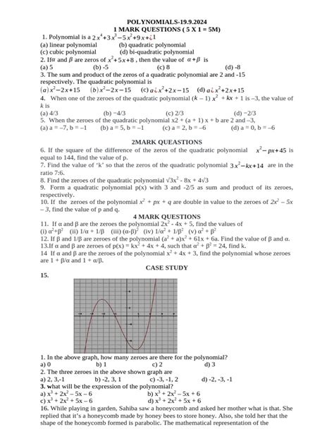 Maths Worksheet Poolynomial Pdf Polynomial Numerical Analysis