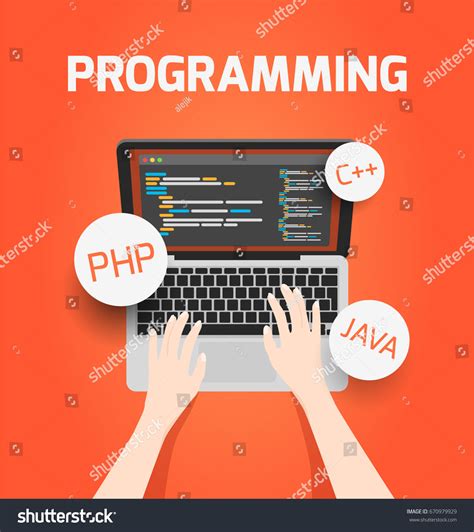 Man Programming On Laptop Coding Php Stock Vector Royalty Free Shutterstock