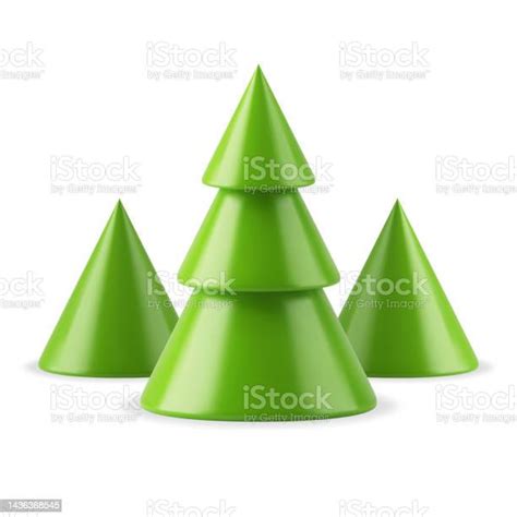 녹색 미니멀리스트 기하학적 크리스마스 트리 숲 겨울 휴가 전통 축제 3d 아이콘 벡터 3차원 형태에 대한 스톡 벡터 아트 및 기타 이미지 3차원 형태 가문비나무 겨울