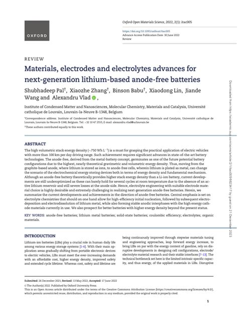 Materials Electrodes And Electrolytes Advances For Next Generation Lithium Based Anode Free