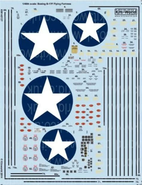 Warbird Decals 148 B17f Stars General Stenciling Cockpit Instrument
