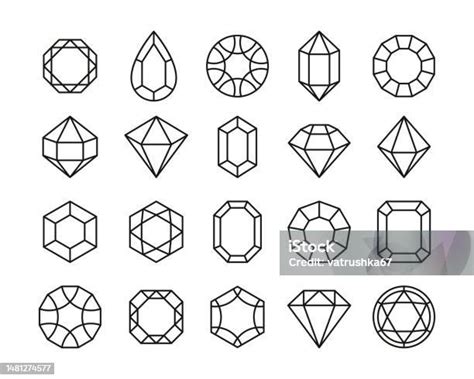 라인 보석 보물 다이아몬드와 윤곽이 잡힌 보석 고급 보석 기하학적 기호 얇은 스트로크 로고 디자인 벡터 절연 세트 개념에 대한