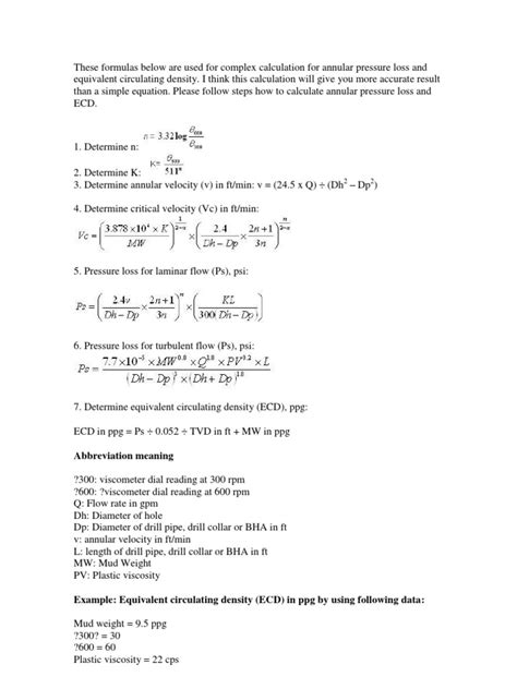 Equivalent Circulating Density 2 Pdf Fluid Dynamics Laminar Flow