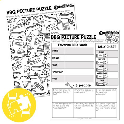 Lucky To Learn Math Lesson 1010 Graphing Review Collaboration Bbq Picture Puzzle