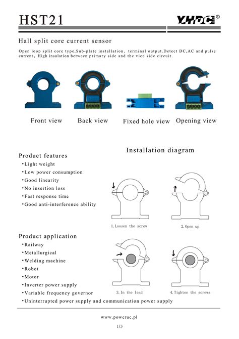 Split Core Current Sensor Hst21 Rated Input ±50a ±100a ±200a ±300a ±40