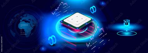 Realistic Futuristic Processor With Neon Glow Presentation Powerful Generation Processor