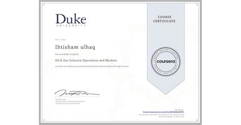 ihtisham ulhaq on linkedin completion certificate for oil and gas industry operations and markets