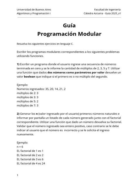 Ejercicios De Programación Modular En C Pdf Algoritmos