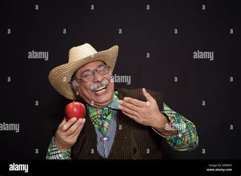 Man With Apple Stock Photo Alamy