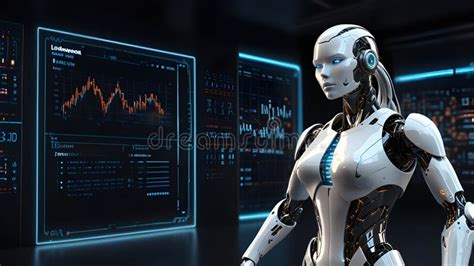 Robot Analysis Of Financial Data Stock Illustration Illustration Of Research Observe 382113129