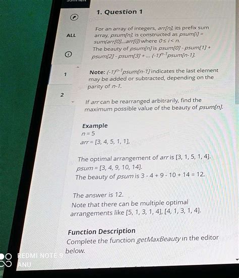 1 Question 1 For An Array Of Integers Arr N Studyx