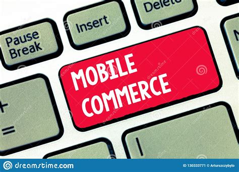 Handwriting Text Writing Mobile Commerce Concept Meaning Using Mobile Phone To Conduct