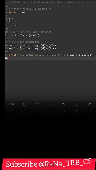 program to solve quadratic equations quadraticequation quadraticequations pythonprogramming