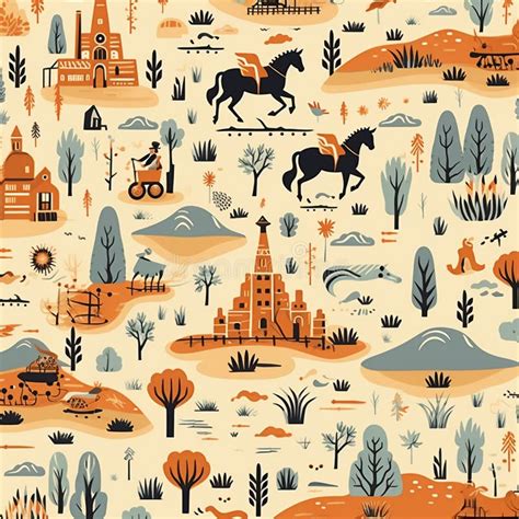 Wild West Pattern Generative Ai Illustration Stock Image Image Of Plant Country 293935013