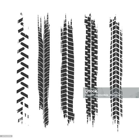 오프로드 타이어 프린트 및 그런지 휠 트레드 또는 스팟 벡터 블랙 더러운 자동차 타이어 흔적 지저분한 차량 트레일 독일 화폐