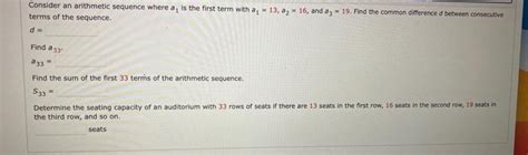 Solved Consider An Arithmetic Sequence Where A1 Is The First