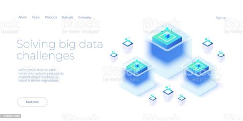 아이소메트릭 벡터 일러스트레이션의 빅 데이터 기술 정보 저장 및 분석 시스템 디지털 기술 웹 사이트 방문 페이지 템플릿 데이터에 대한 스톡 벡터 아트 및 기타 이미지