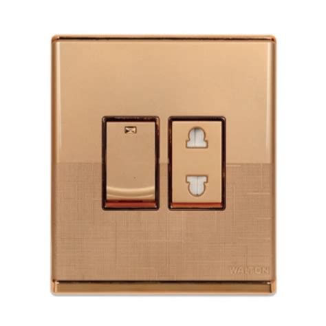 Walton Fiona Series 2 Pin Socket With Switch Gold Colour Bd