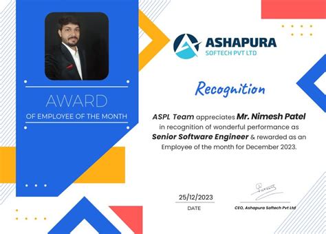 Eotm Employee Work Sucess Team Ashapurasoftech Ashapura Softech Pvt Ltd India