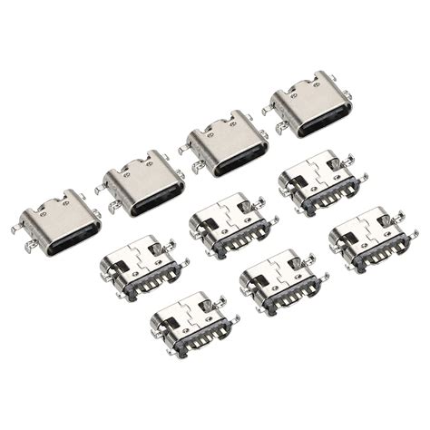 Uxcell Usb 3 1 Type C Connector 6pins Female Plug Socket 90 Degree 0 8mm 10 Pack Walmart