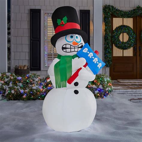 6 Ft Animated Shivering Snowman Inflatable The Green Head