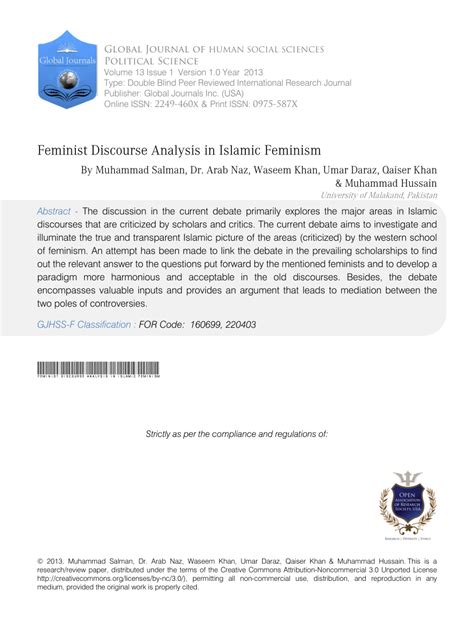 Pdf Political Science Feminist Discourse Analysis In Islamic Feminism