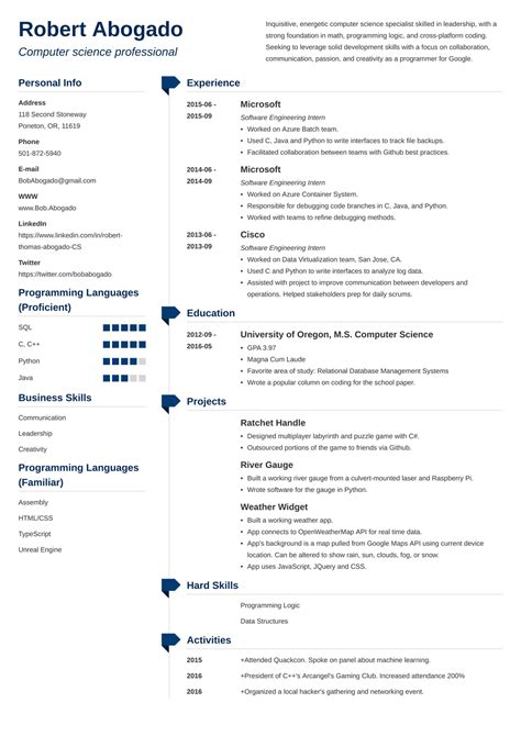 Computer Science Resume Example That Works In 2025