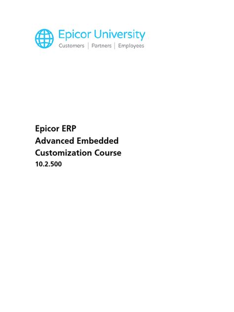 Epicor Erp10 Advanced Embedded Customization Pdf Method Computer