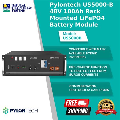 Pylontech Us5000 B 48v 100ah Rack Mounted Lifepo4 Battery Module Us50