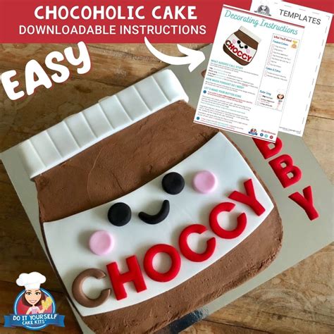 Chocoholic Cake Printable Template Decorating Tutorial Nutella