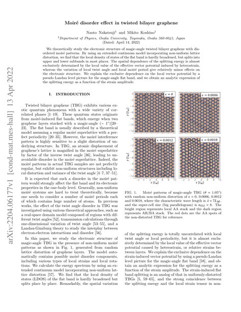 Pdf Moir E Disorder Effect In Twisted Bilayer Graphene