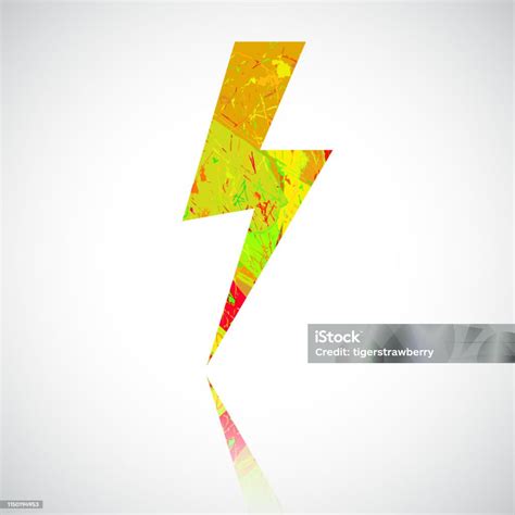 색상 천둥 조명에서 그런 지 주의 위험 전압 벼 락 및 고전압 천둥 볼트 조명 플래시 전기 스파크 아이콘 요소 벡터를 디자인 합니다 개념에 대한 스톡 벡터 아트 및 기타