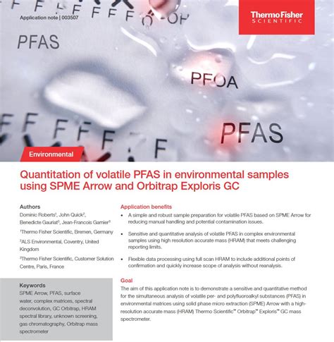 Quantitation Of Volatile Pfas In Environmental Samples Using Spme Arrow