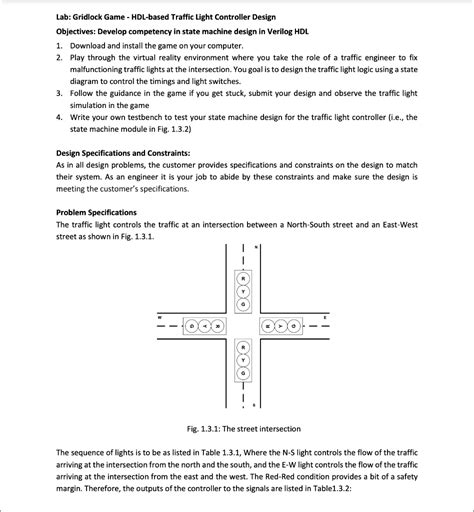 Solved Lab Gridlock Game Hdl Based Traffic Light