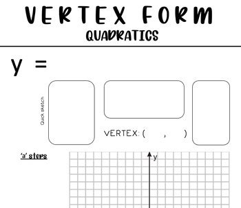 Graph Vertex Form Template By Damman S Algebra And More TPT