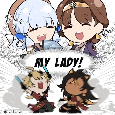 Kamisato Ayaka Dehya Thoma Kamisato Ayaka And Dunyarzad Genshin Impact Drawn By Sashacall