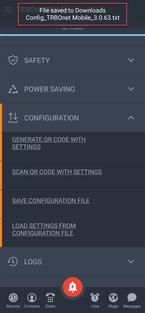 Mobile Client Settings Export Import
